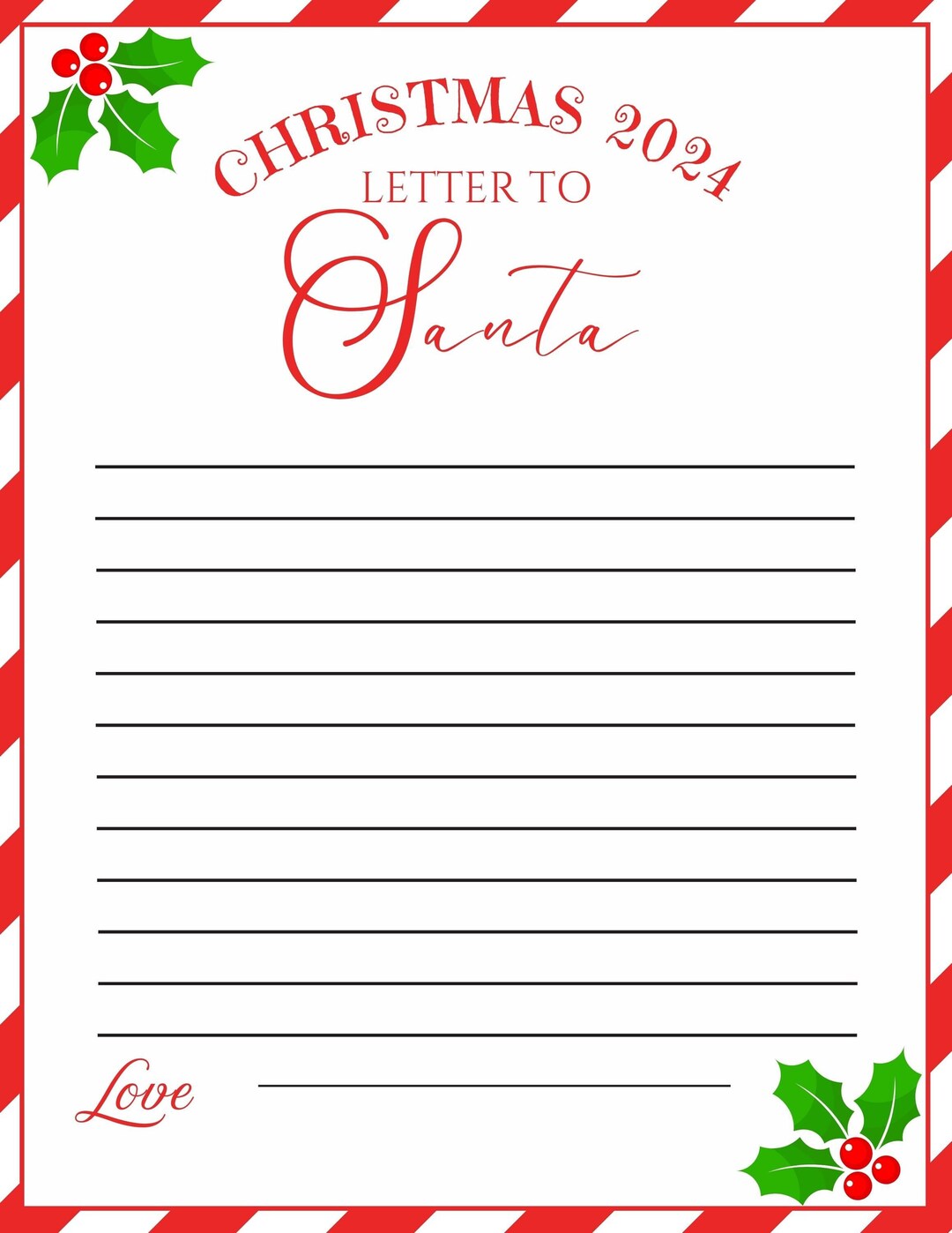 Letter to Santa | Printable Santa Stationery | Blank Note Paper | Mail ...