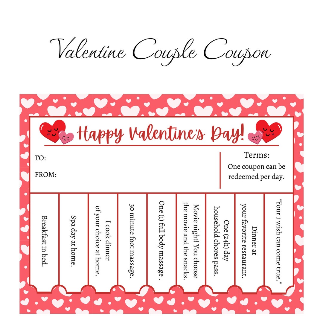 Valentine Couple Coupon Template | Valentine Day Coupon Fun | Digital ...