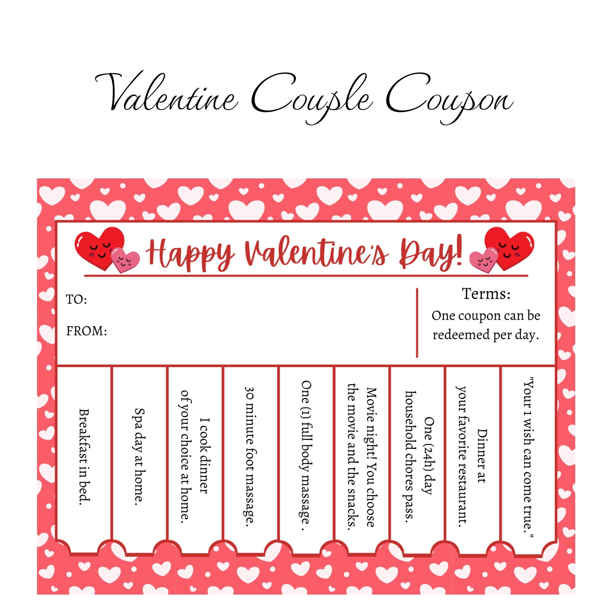 Valentine Couple Coupon Template | Valentine Day Coupon Fun | Digital ...