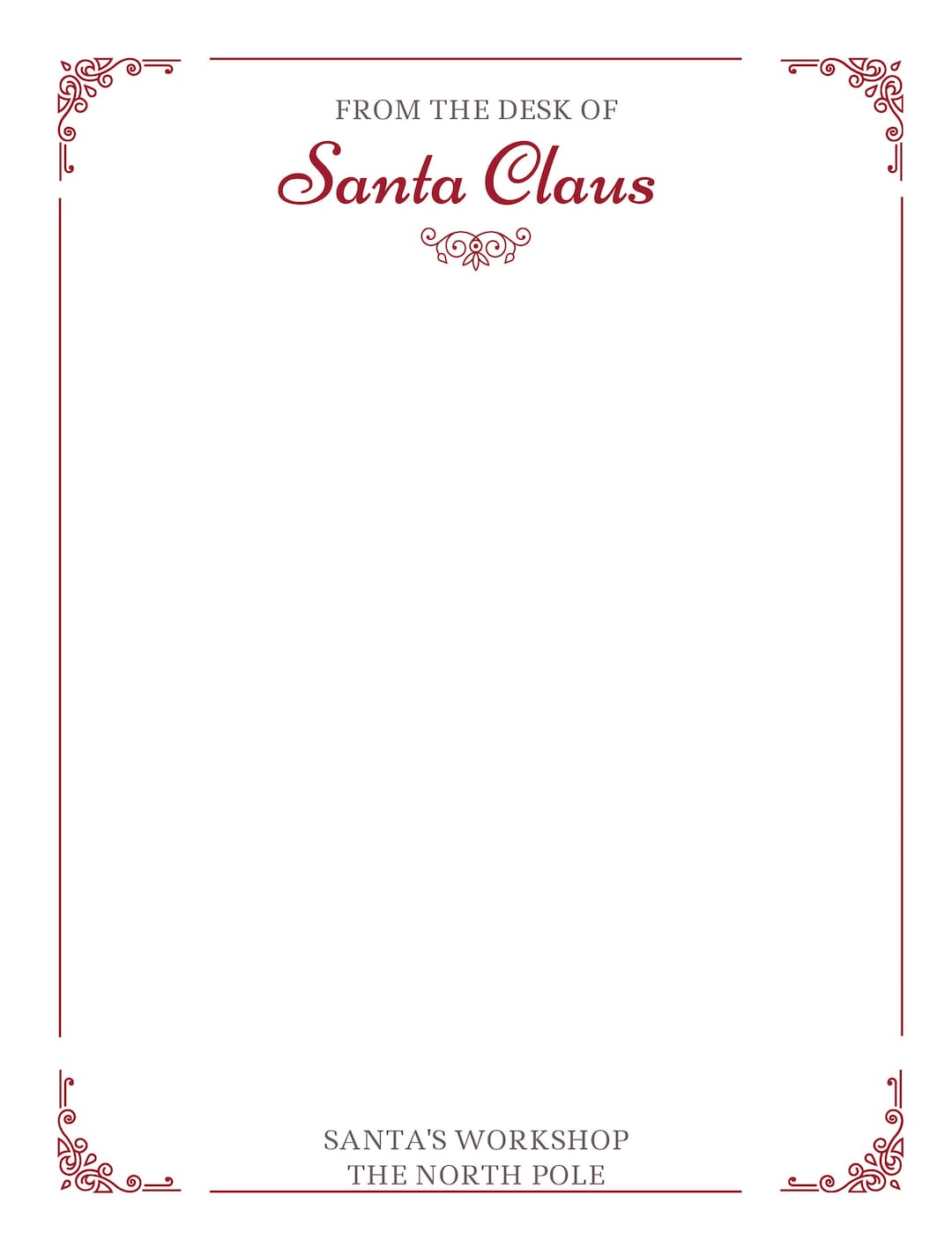 Letter From Santa | Printable Santa Stationery | Blank Note Paper ...