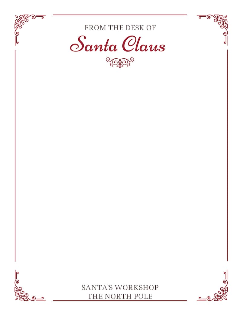 Letter From Santa | Printable Santa Stationery | Blank Note Paper ...