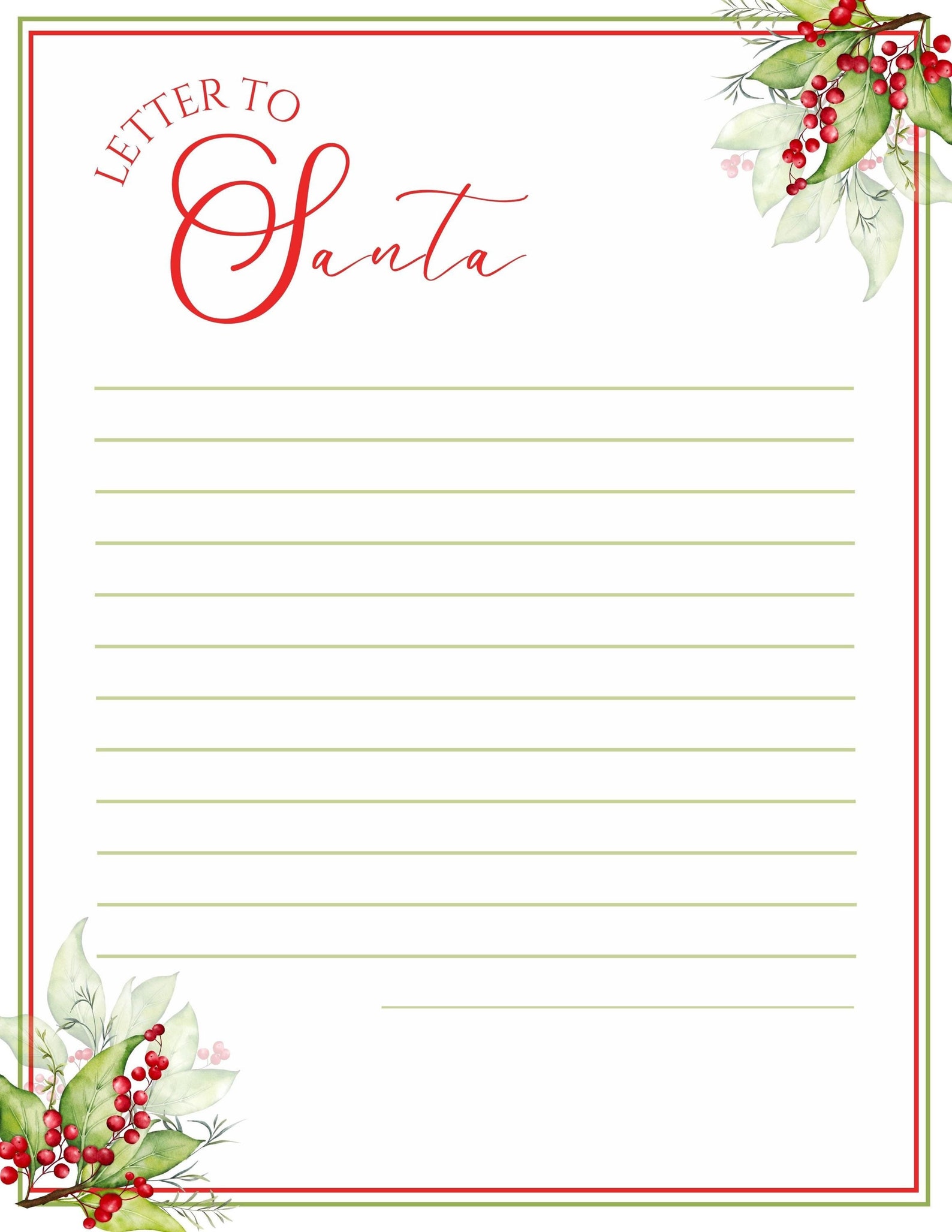 Letter to Santa | Printable Santa Stationery | Blank Note Paper | Mail ...