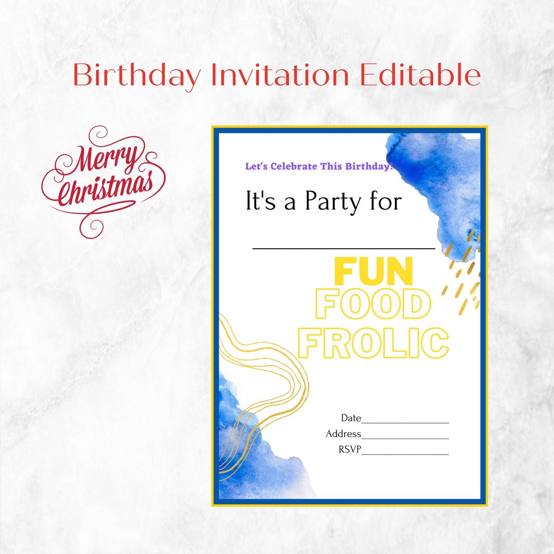 Birthday Invitation-editable INSTANT DOWNLOAD Add Personal Details ...