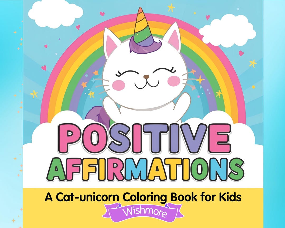Kids Positive Affirmations Coloring Book | Cat Unicorn, 30 Pages ...