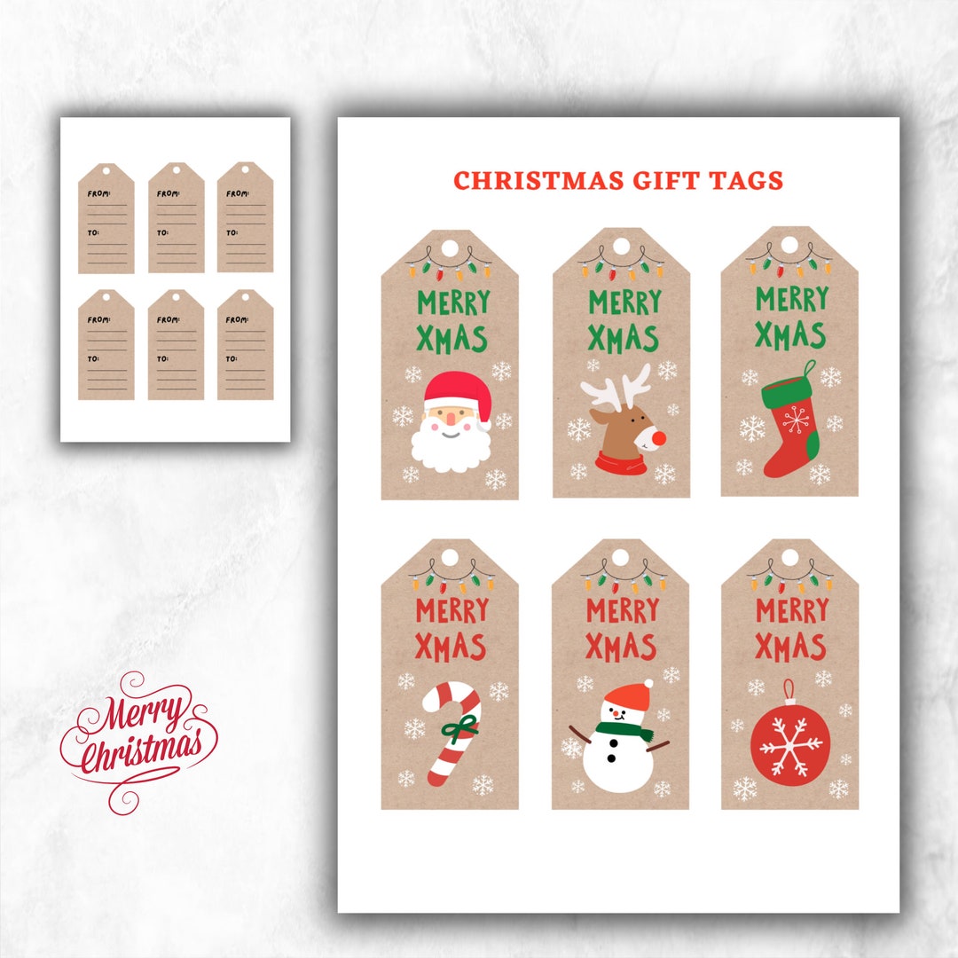 Gold Tree Christmas Gift Tags | Printable Holiday Labels (digital ...