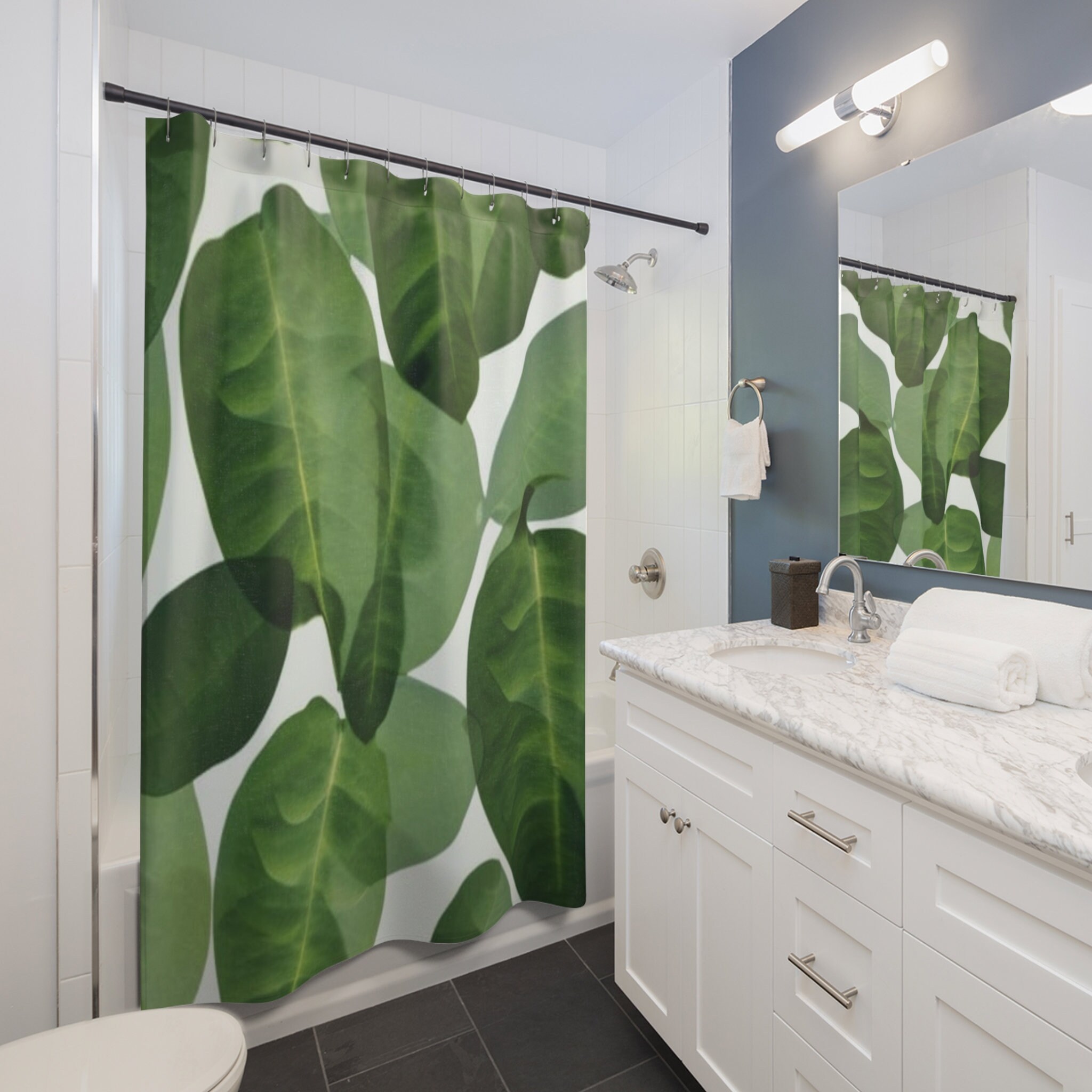 Leaf Pattern Shower Curtains - Etsy