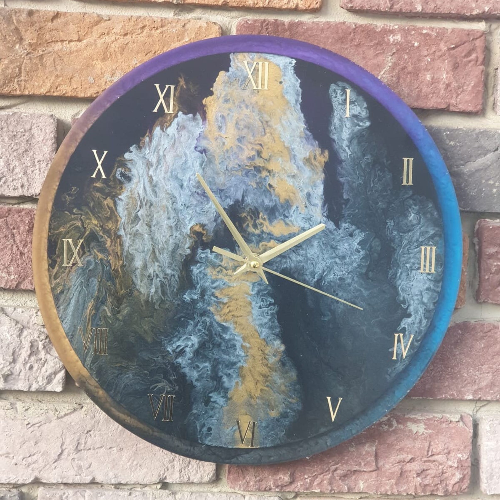 Epoxy Resin Wood Wall Clock, Wall Clock, Epoxy Clock, Epoxy Wallclock ...