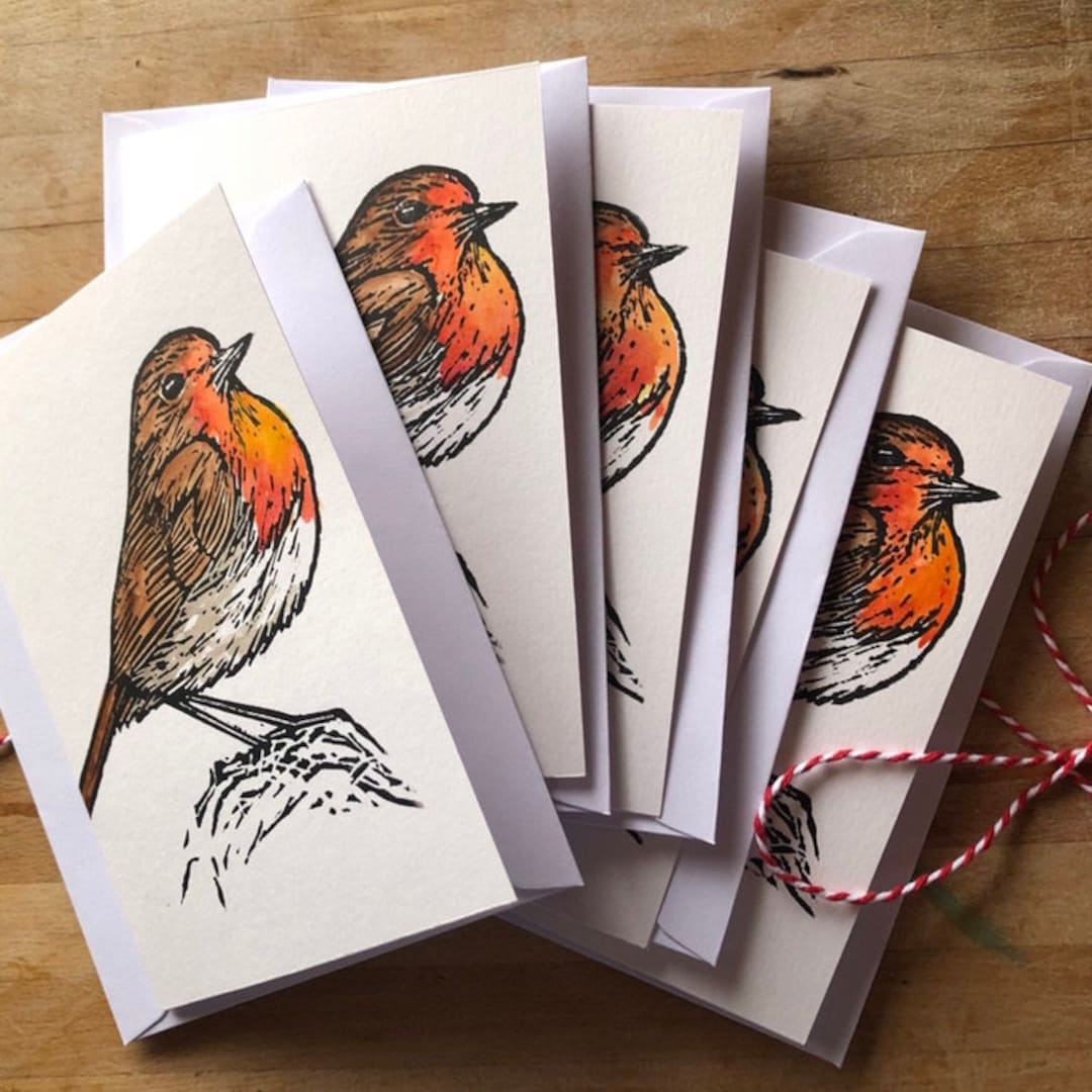 Robin Cards Pack of Five - Etsy