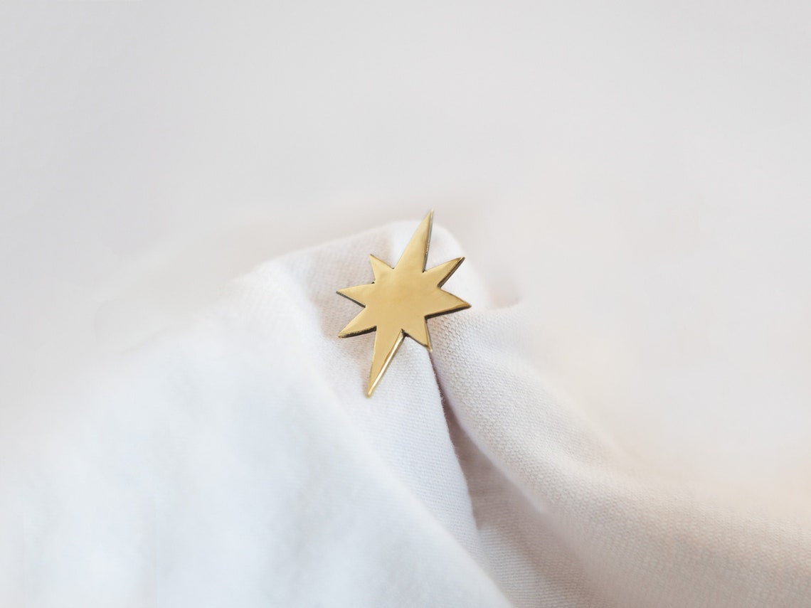 Handmade Brass Starburst Brooch, Astrology Pin - Etsy