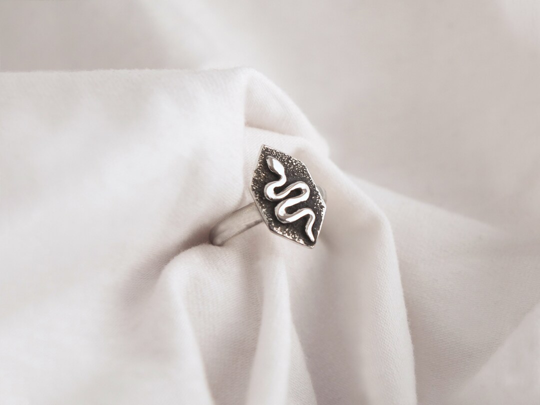 Hexagon Serpent Ring in Sterling Silver, Snake Magic Witch Ring ...