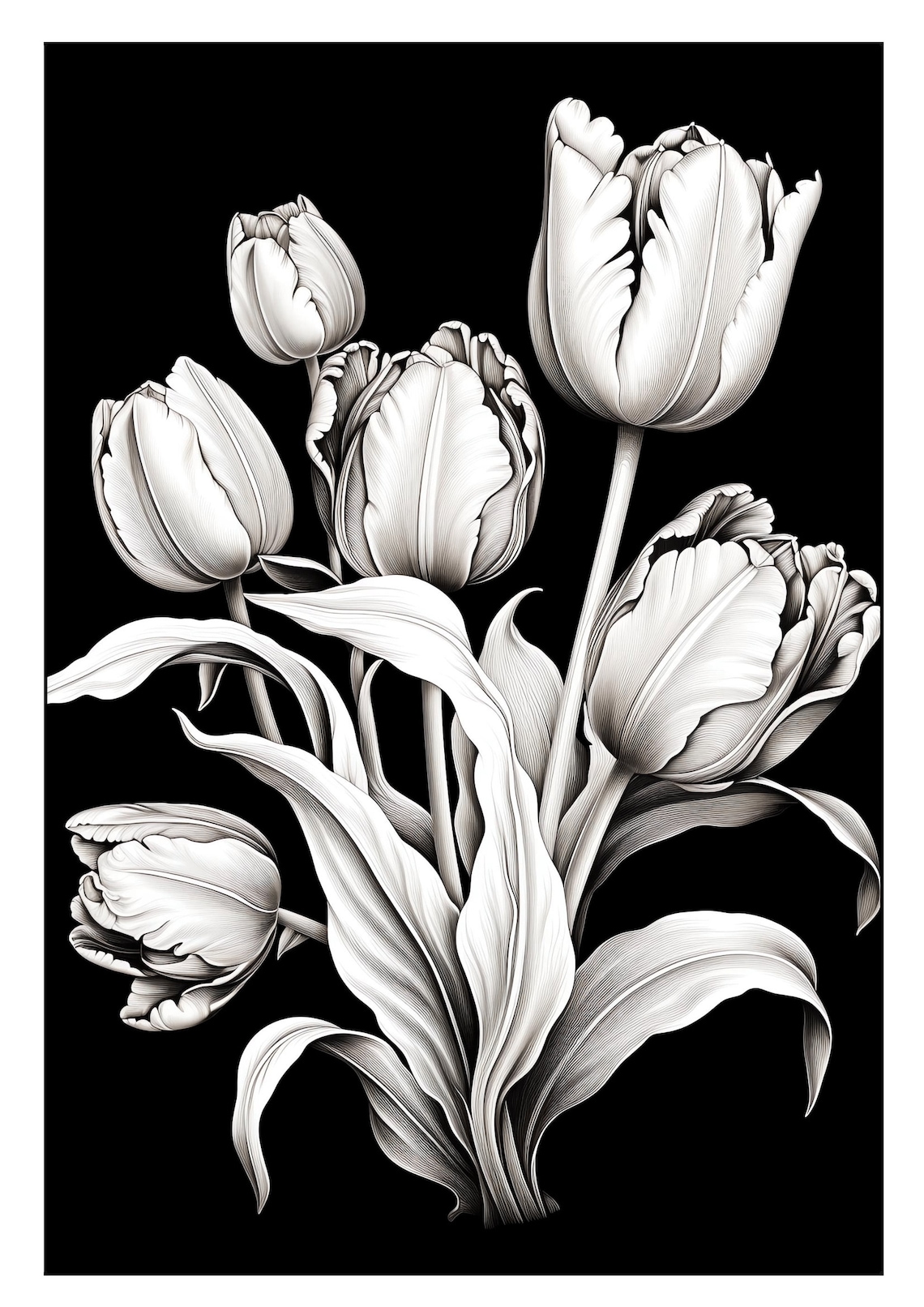 30 Printable Grayscale Coloring Pages With Flowers and Flower Bouquets ...