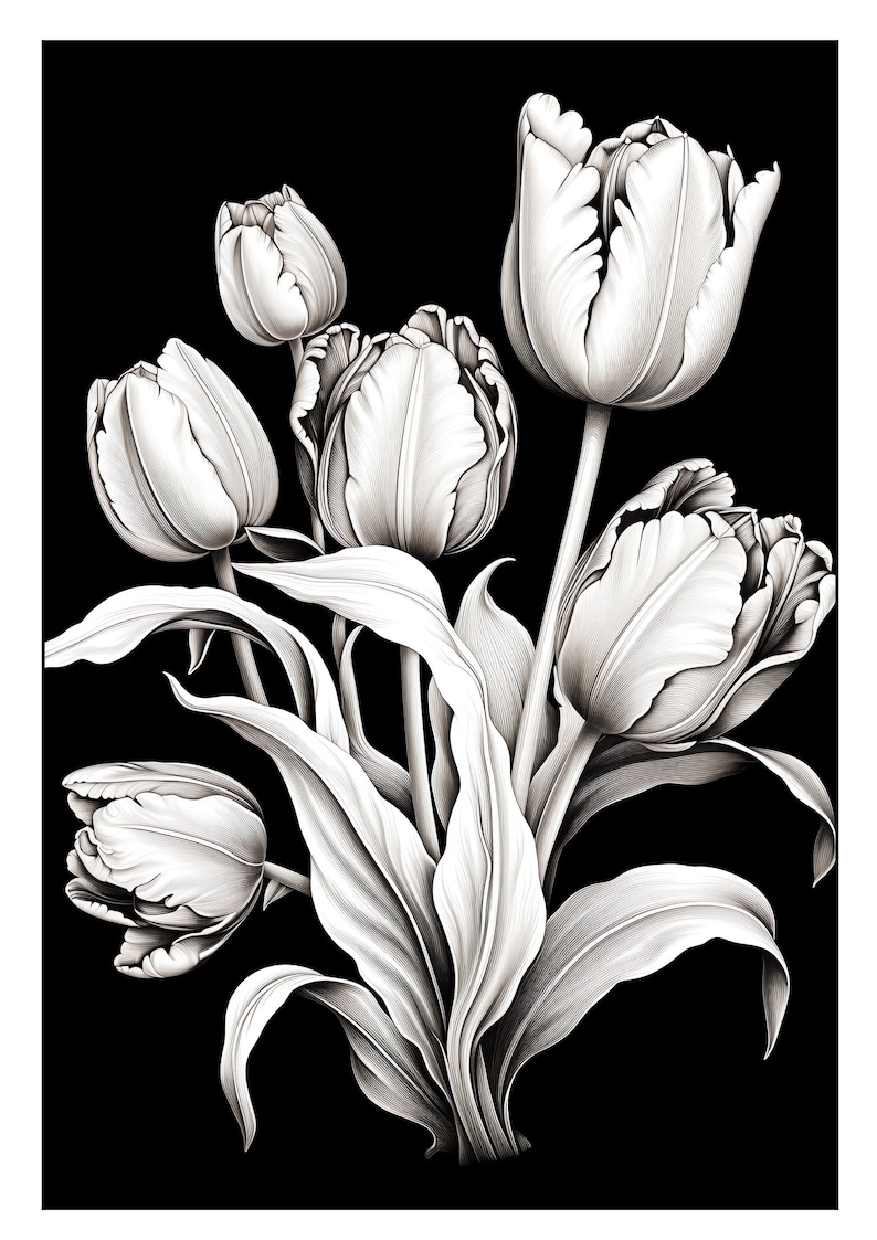 30 Printable Grayscale Coloring Pages With Flowers and Flower Bouquets ...