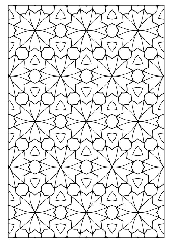Set of 34 Printable Coloring Pages With Geometric Designs | Etsy