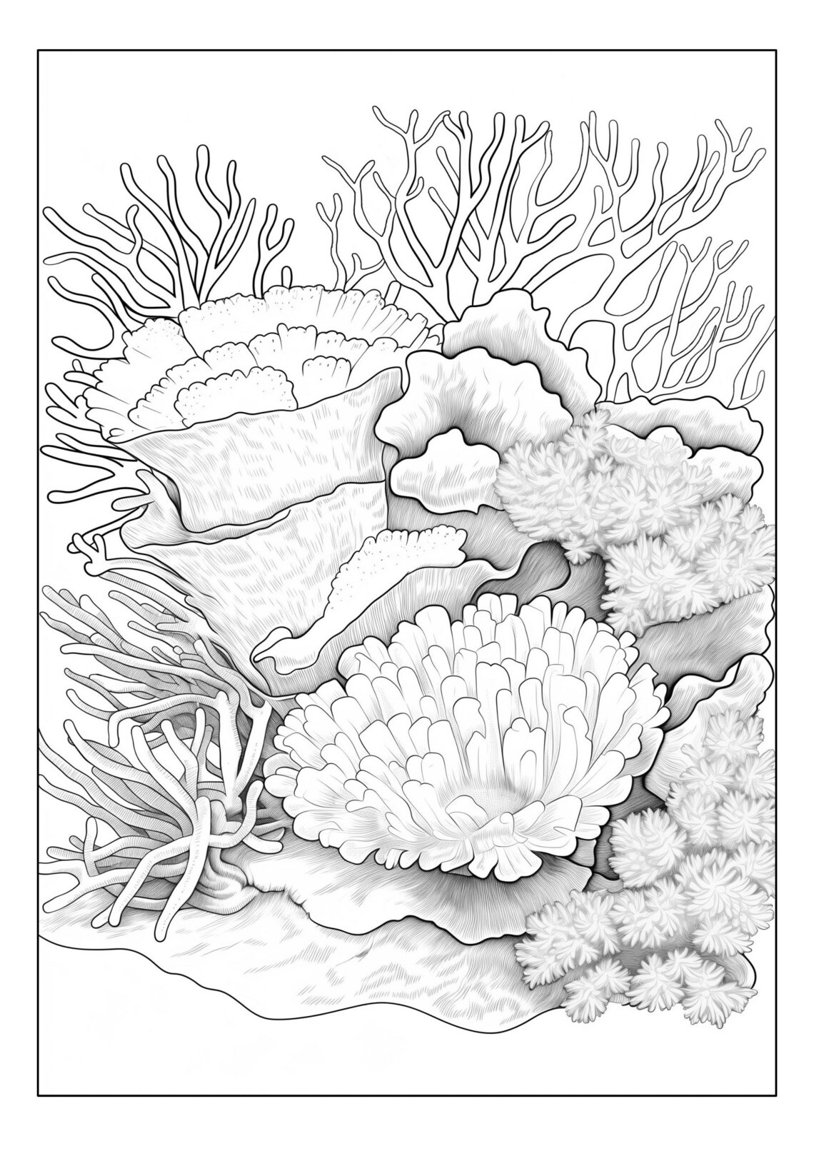 Set of 20 Coloring Pages With Sea Corals, Marine and Ocean Life, Coral ...