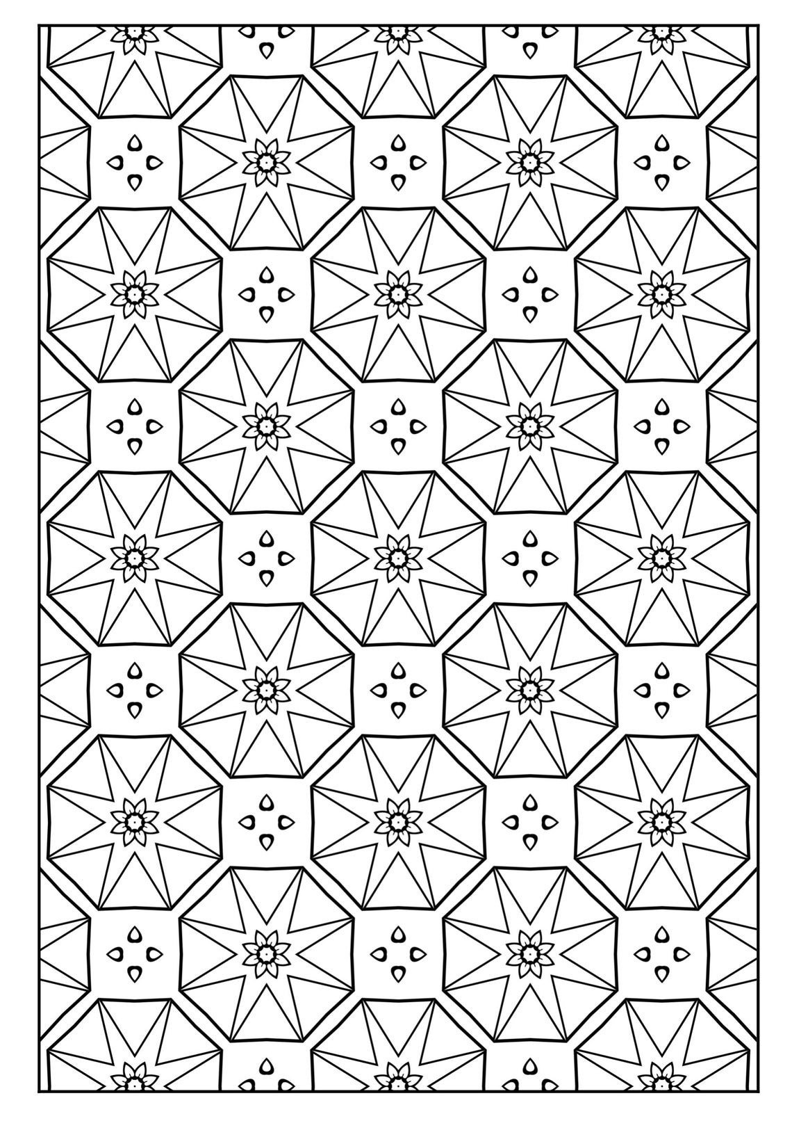 Set of 30 Printable Coloring Pages With Geometric Designs, Kids and ...
