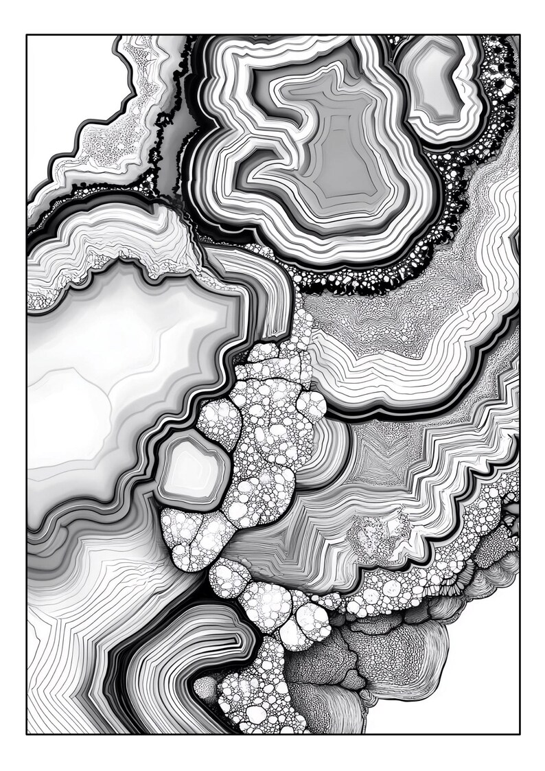 Set of 32 Printable Coloring Pages With Small Agate Stones in Section ...
