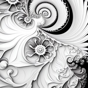 Set of 30 Coloring Pages With Beautiful Fractals, Endless Patterns and ...
