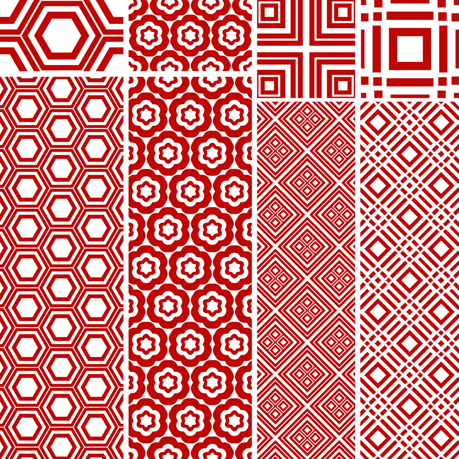 16 Digital Tiles and 16 Digital Papers With Geometric Patterns in Red ...
