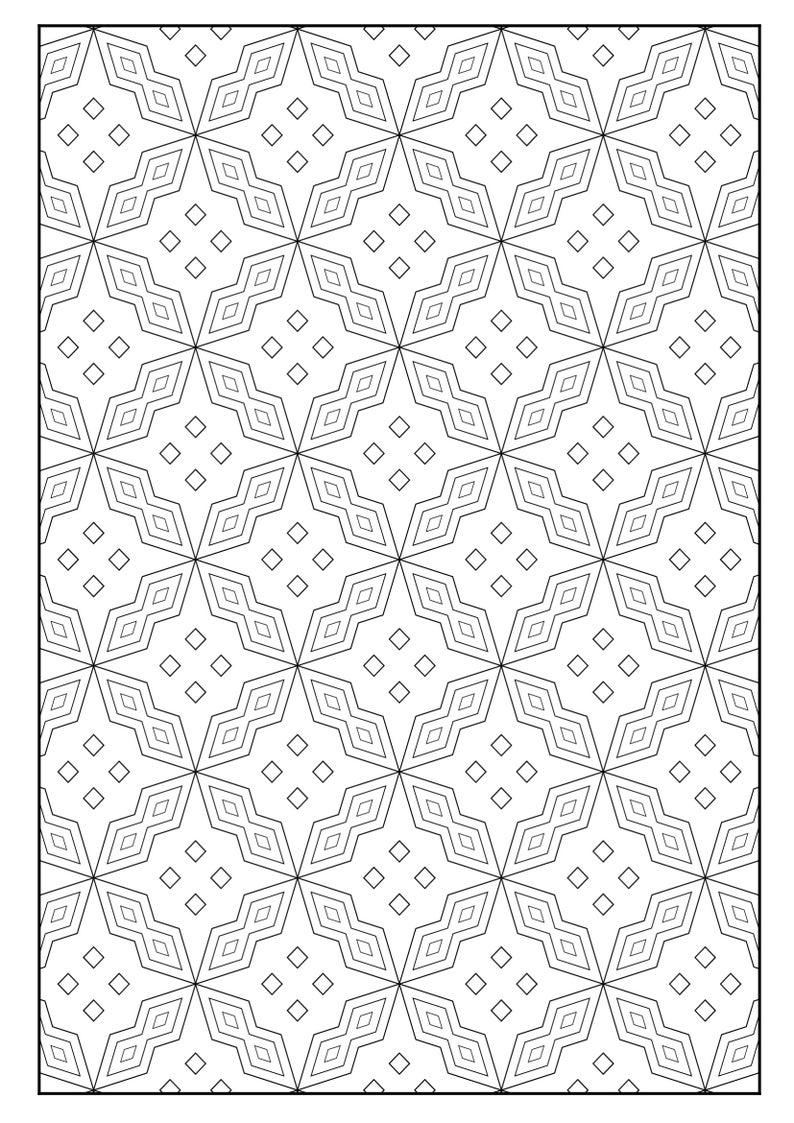 Set of 33 Printable Coloring Pages With Geometric Designs, Kids and ...