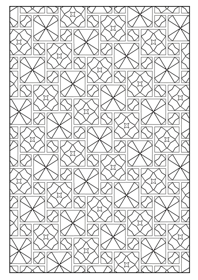 Set of 33 Printable Coloring Pages With Geometric Designs, Kids and ...