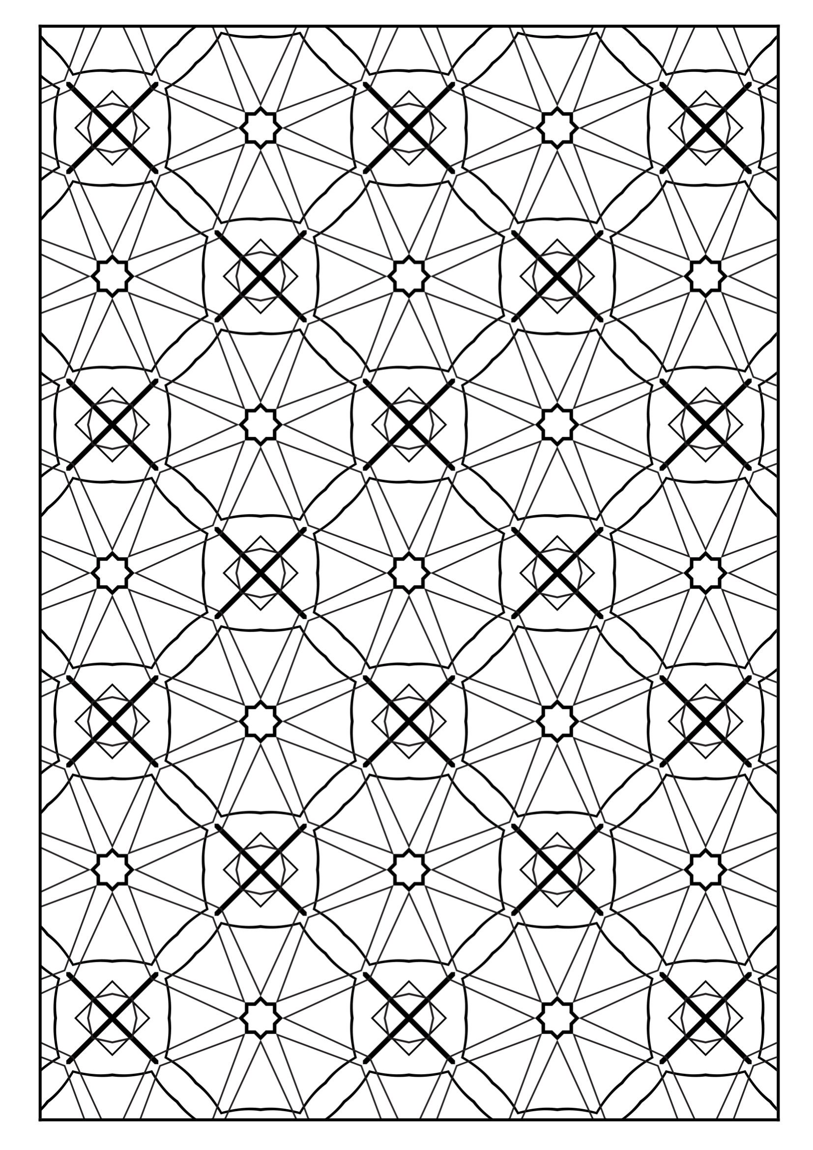 Set of 40 Printable Coloring Pages With Geometric Patterns, Kids and ...