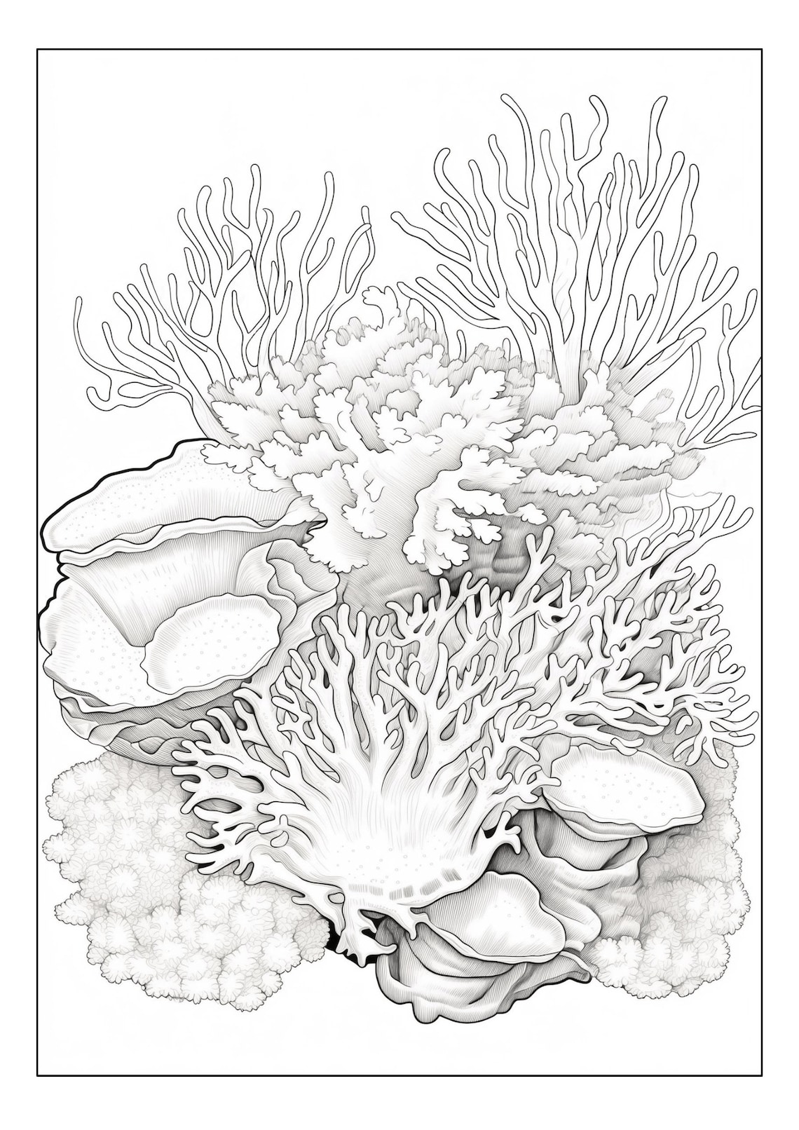 Set of 20 Coloring Pages With Sea Corals, Marine and Ocean Life, Coral ...
