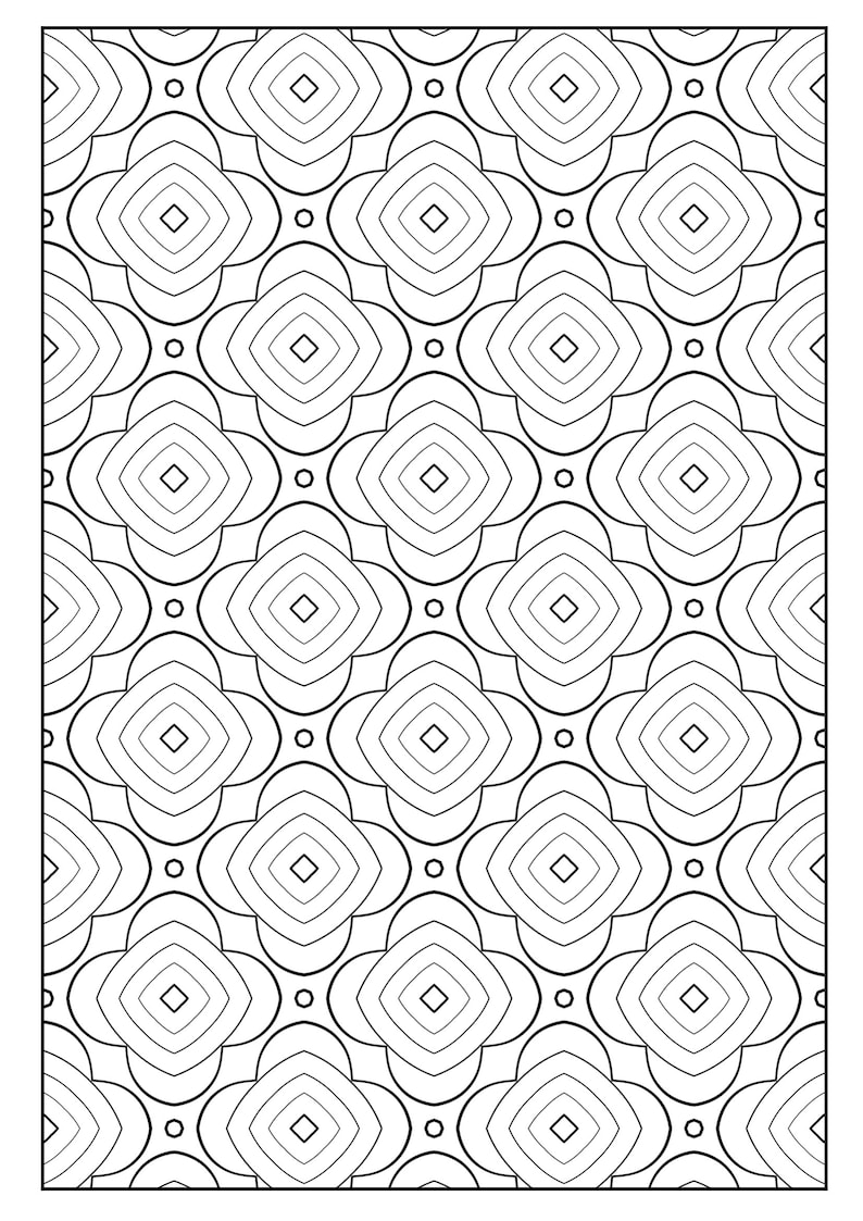 Set of 34 Printable Coloring Pages With Geometric Designs, Kids and ...
