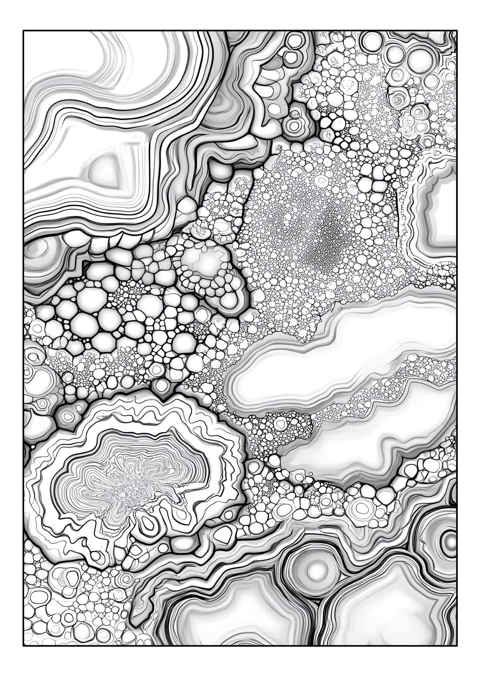 Set of 32 Printable Coloring Pages With Small Agate Stones in Section ...