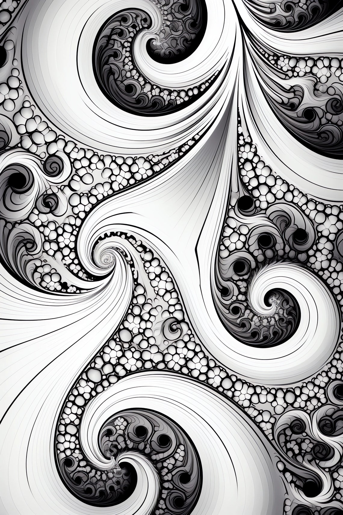 Set of 30 Coloring Pages With Beautiful Fractals, Endless Patterns and ...