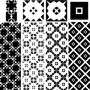 16 Digital Tiles and 16 Digital Papers With Geometric Patterns in Black ...