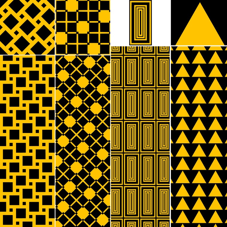 16 Digital Tiles and 16 Digital Papers With Geometric Patterns in Black ...