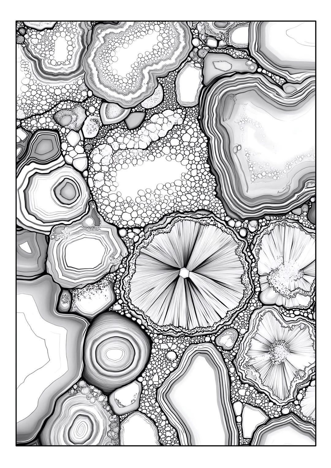 Set of 32 Printable Coloring Pages With Small Agate Stones in Section ...