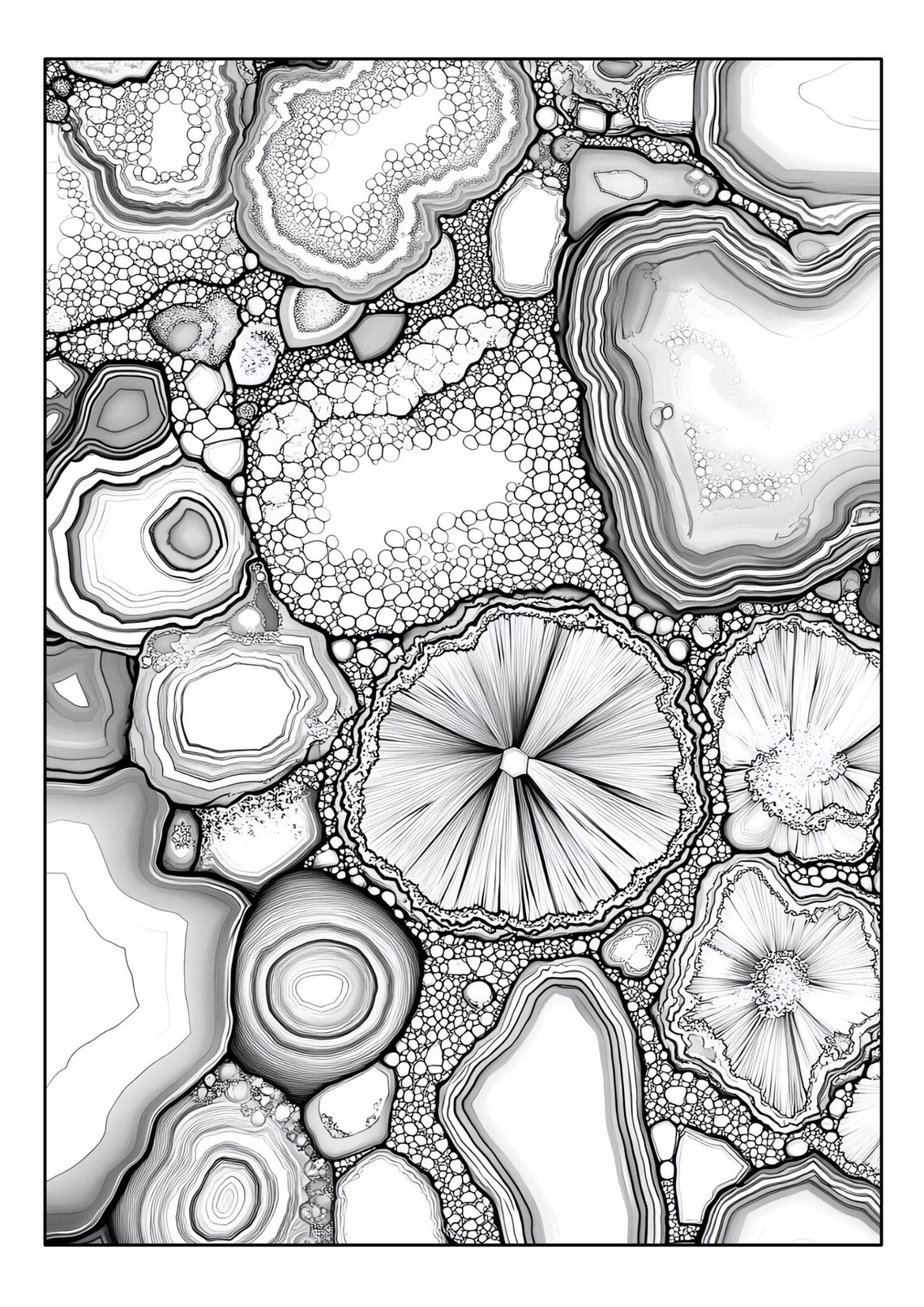 Set of 32 Printable Coloring Pages With Small Agate Stones in Section ...