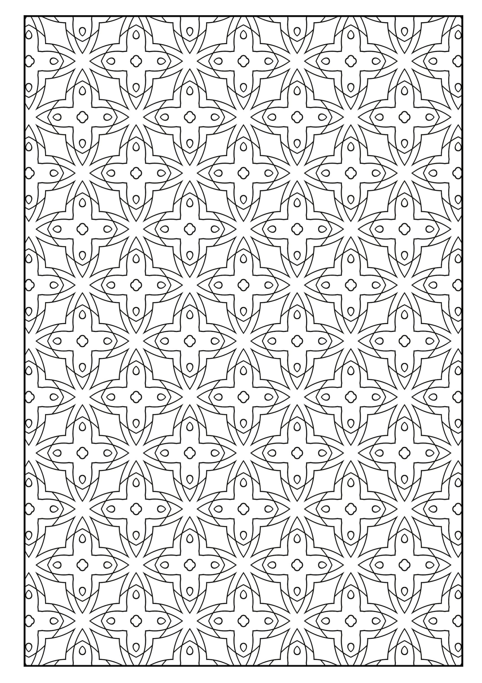 Set of 33 Printable Coloring Pages With Geometric Designs, Kids and ...