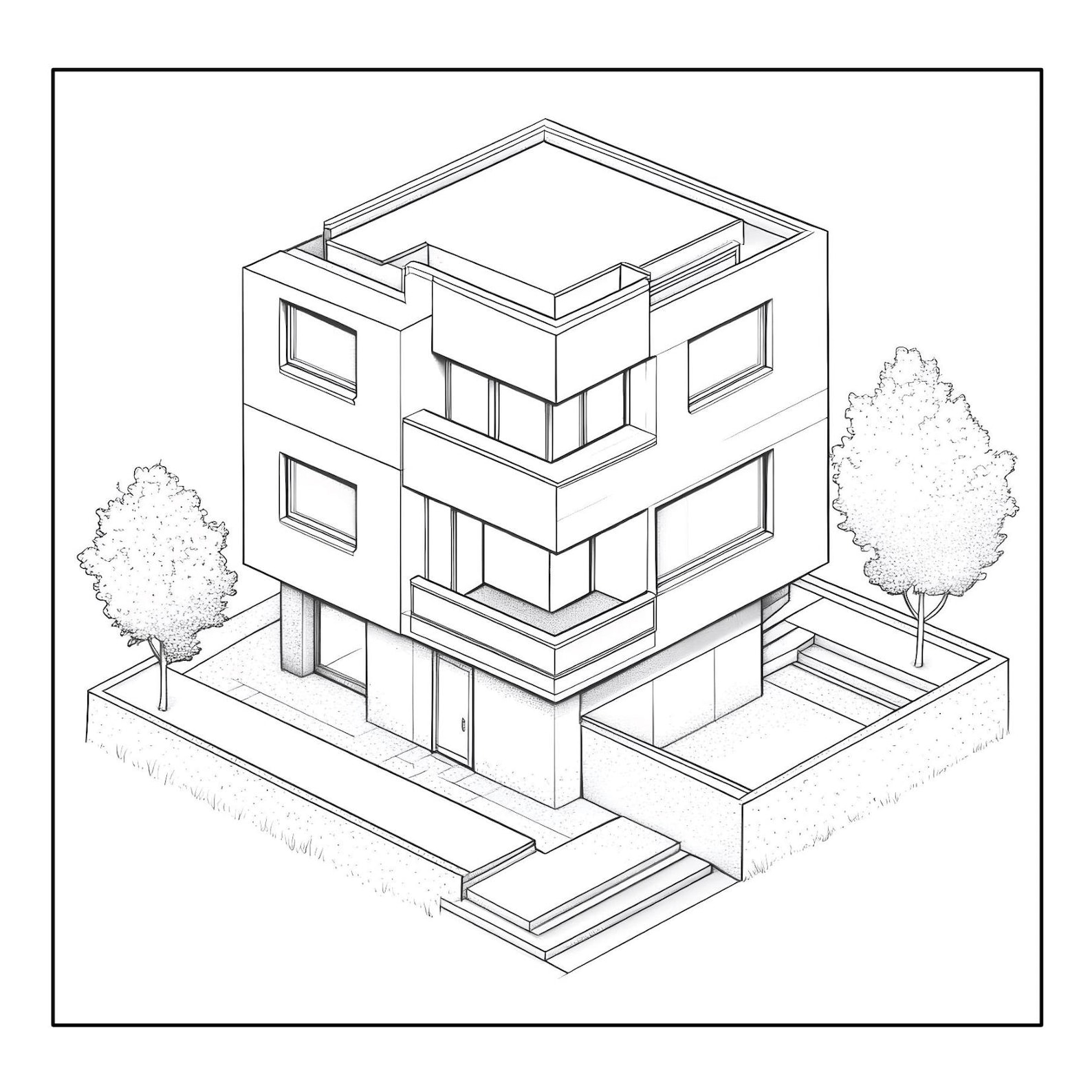 Modern Houses Coloring Pages – Color Your Future Dream Home! Coloring ...