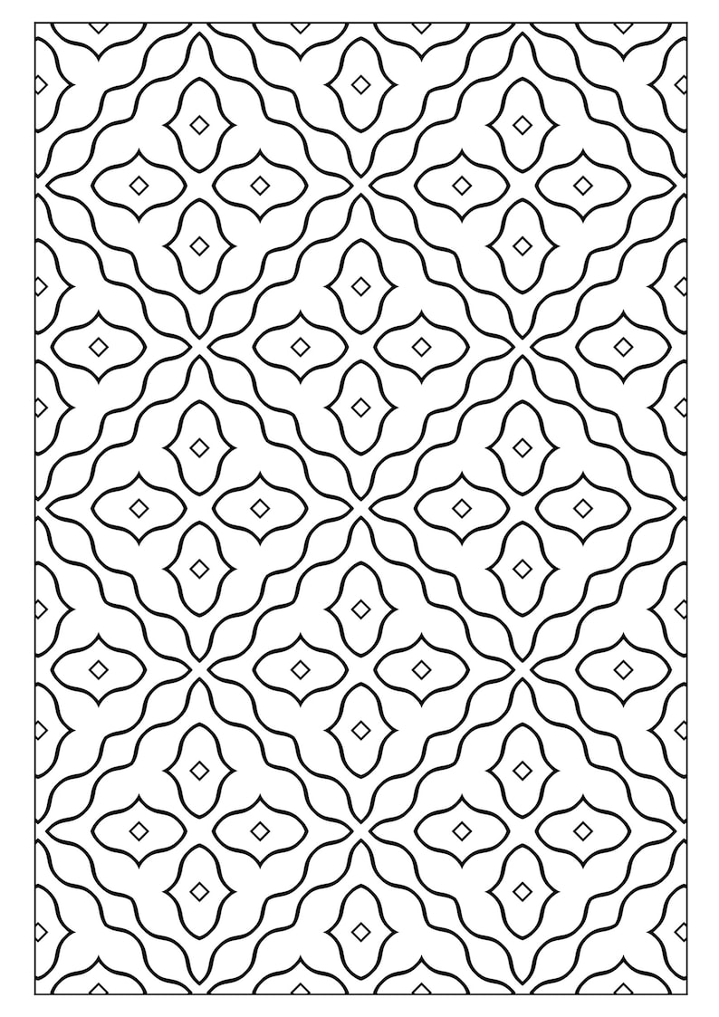 Set of 34 Printable Coloring Pages With Geometric Designs, Kids and ...