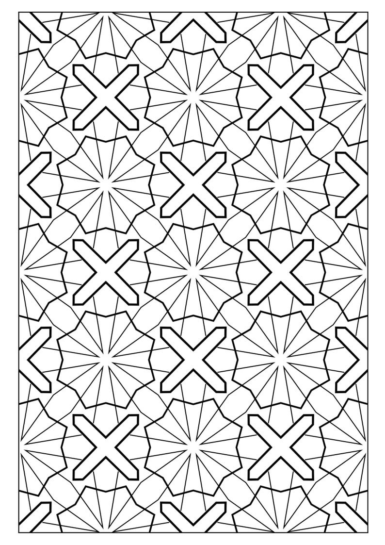 Set of 34 Printable Coloring Pages With Geometric Designs, Kids and ...