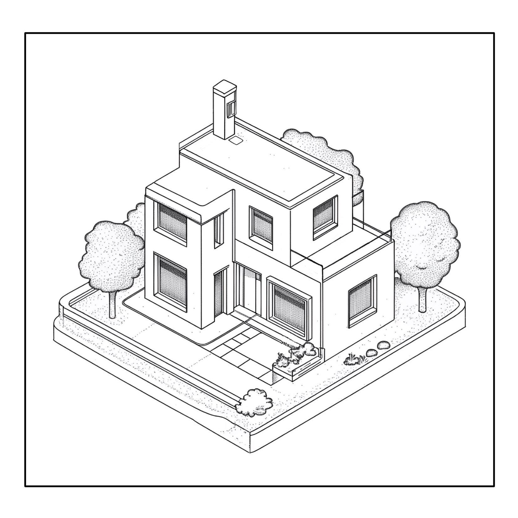 Modern Houses Coloring Pages – Color Your Future Dream Home! Coloring ...