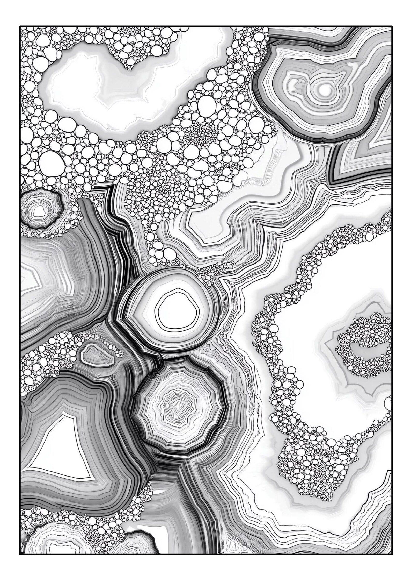 Set of 32 Printable Coloring Pages With Small Agate Stones in Section ...