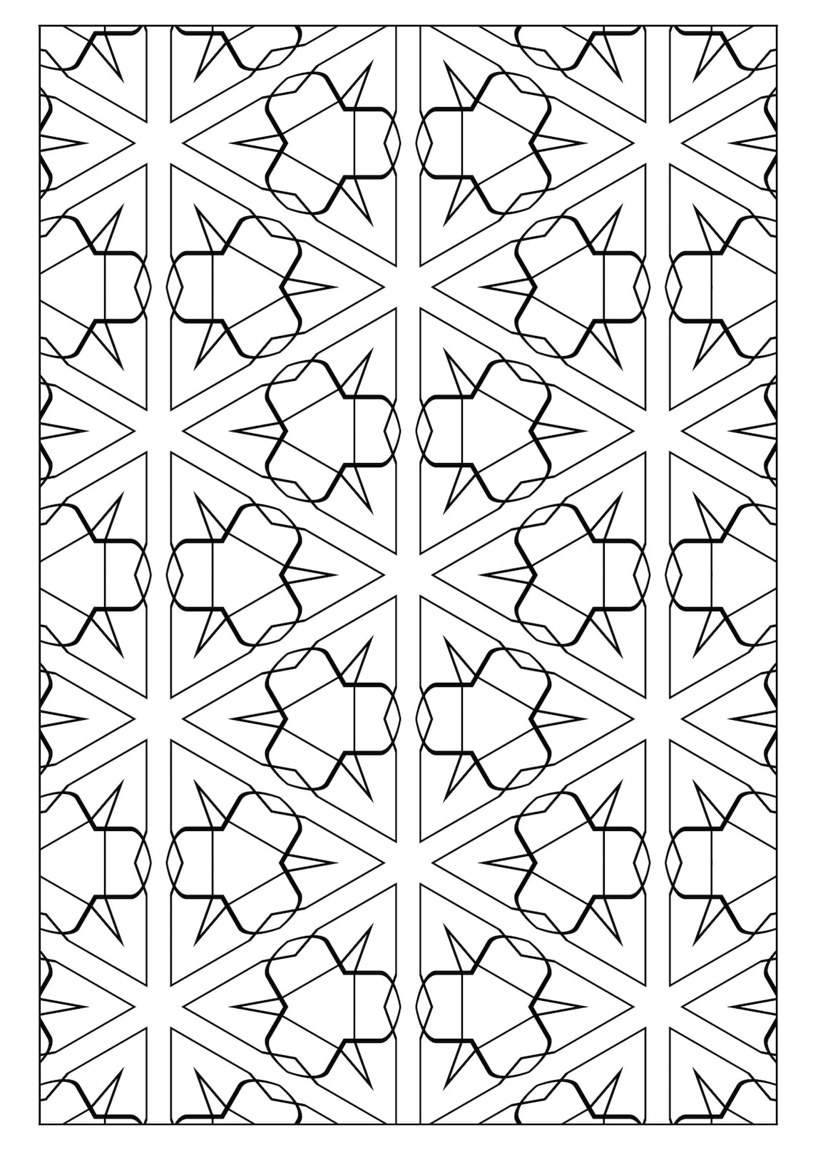 Set of 34 Printable Coloring Pages With Geometric Designs, Kids and ...