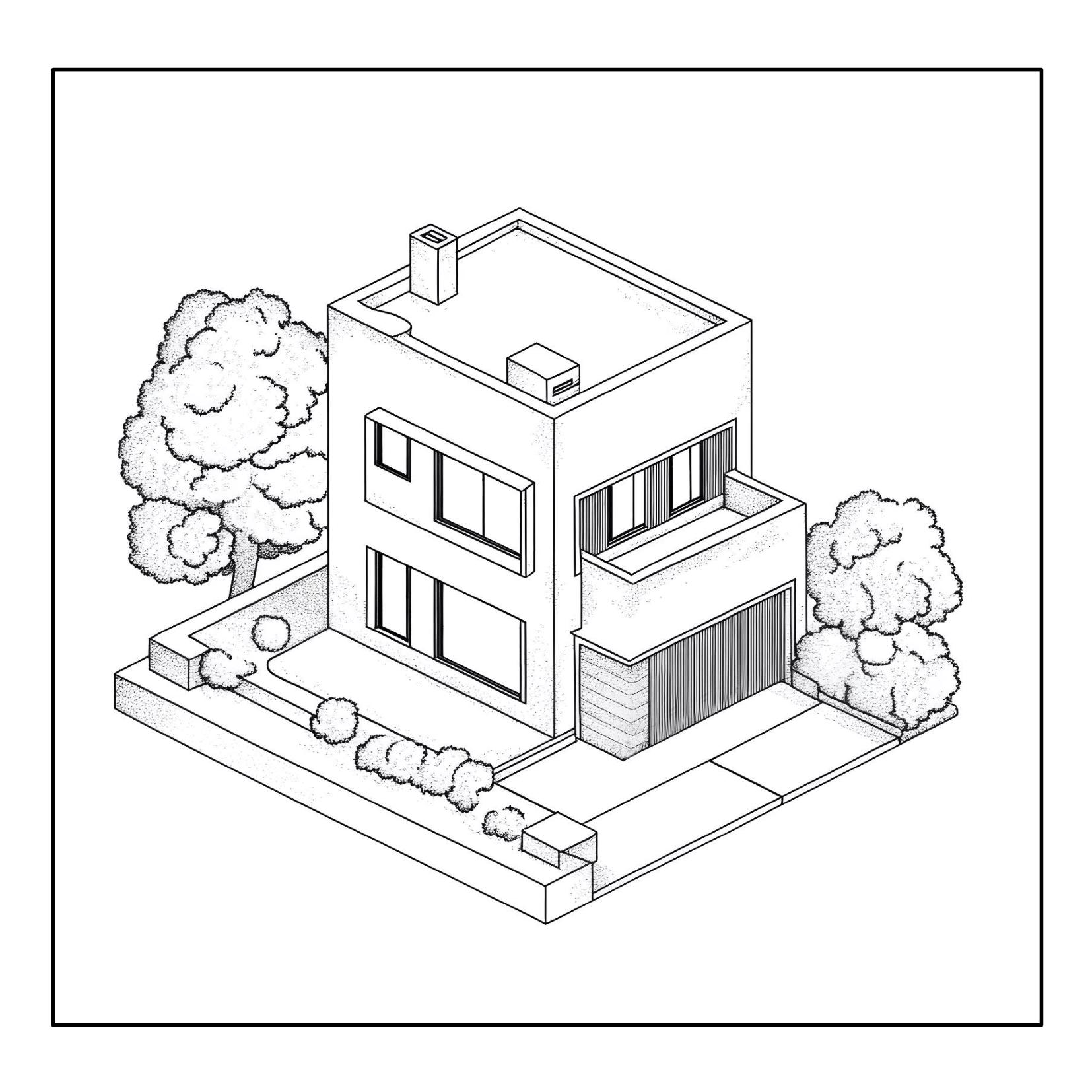 Modern Houses Coloring Pages – Color Your Future Dream Home! Coloring ...