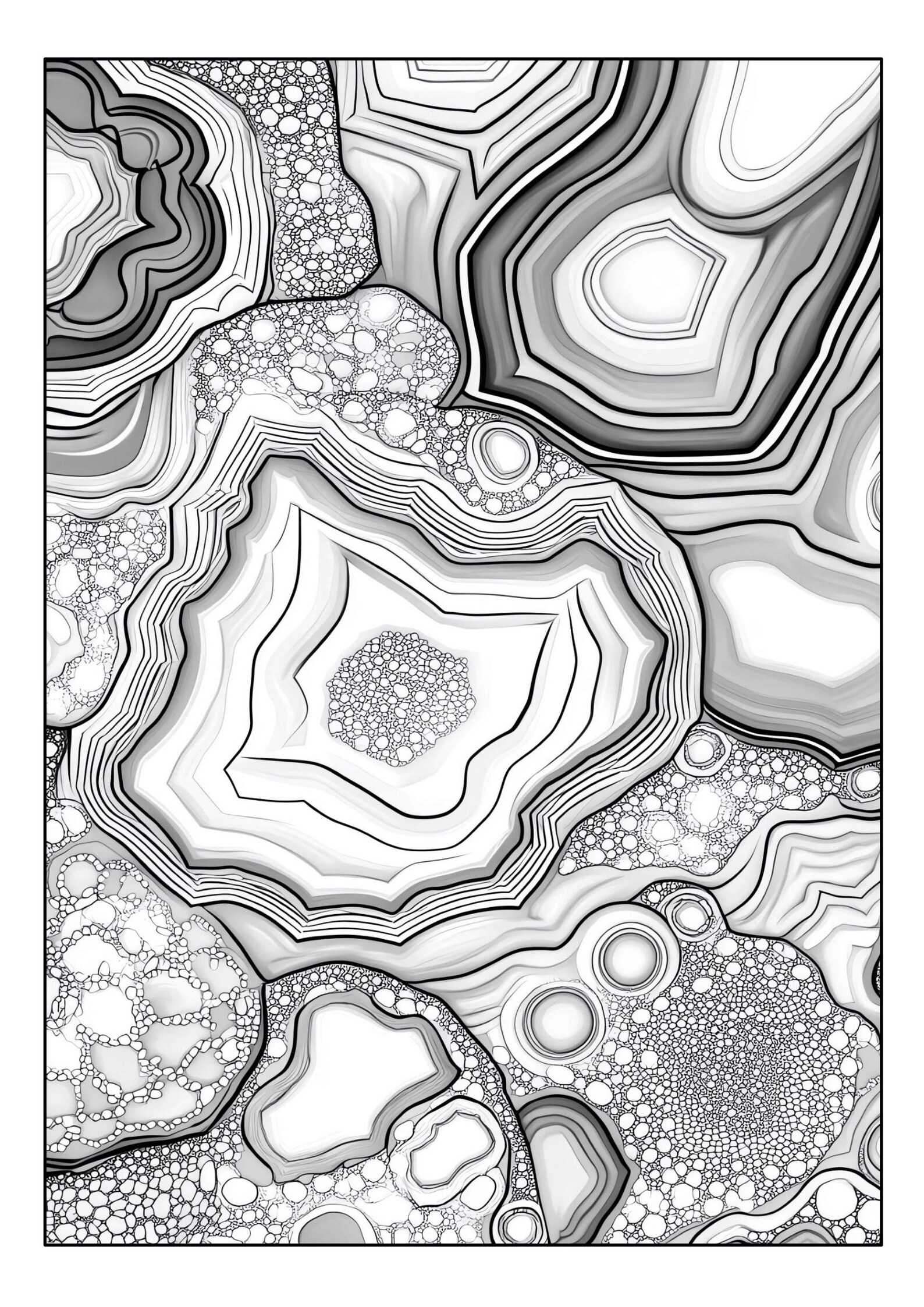 Set of 32 Printable Coloring Pages With Small Agate Stones in Section ...