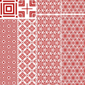 16 Digital Tiles and 16 Digital Papers With Geometric Patterns in Red ...