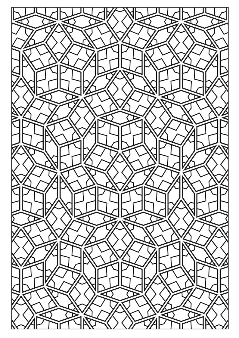 Set of 33 Printable Coloring Pages With Geometric Designs, Kids and ...