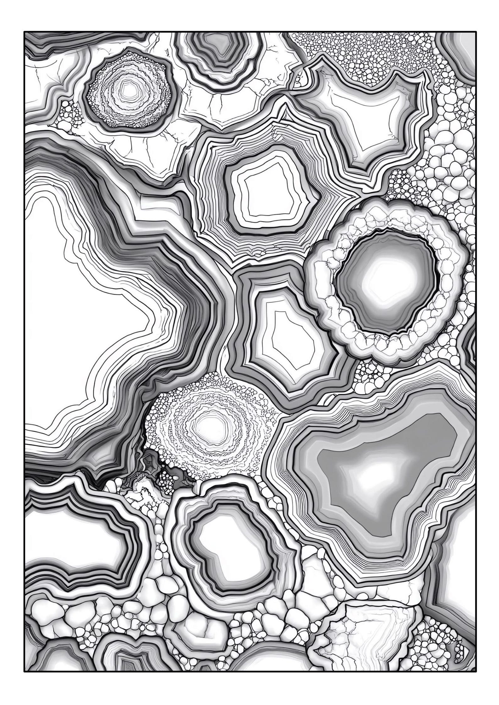 Set of 32 Printable Coloring Pages With Small Agate Stones in Section ...