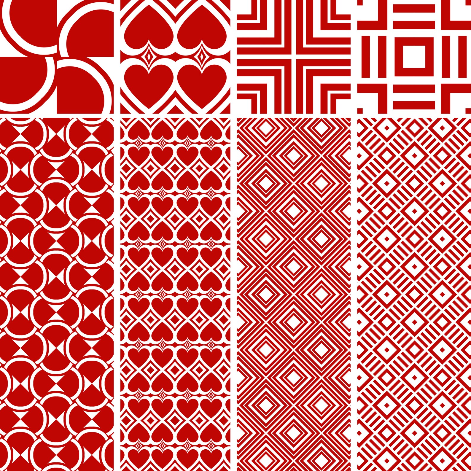 16 Digital Tiles and 16 Digital Papers With Geometric Patterns in Red ...