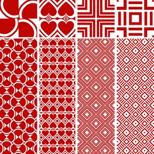 16 Digital Tiles and 16 Digital Papers With Geometric Patterns in Red ...