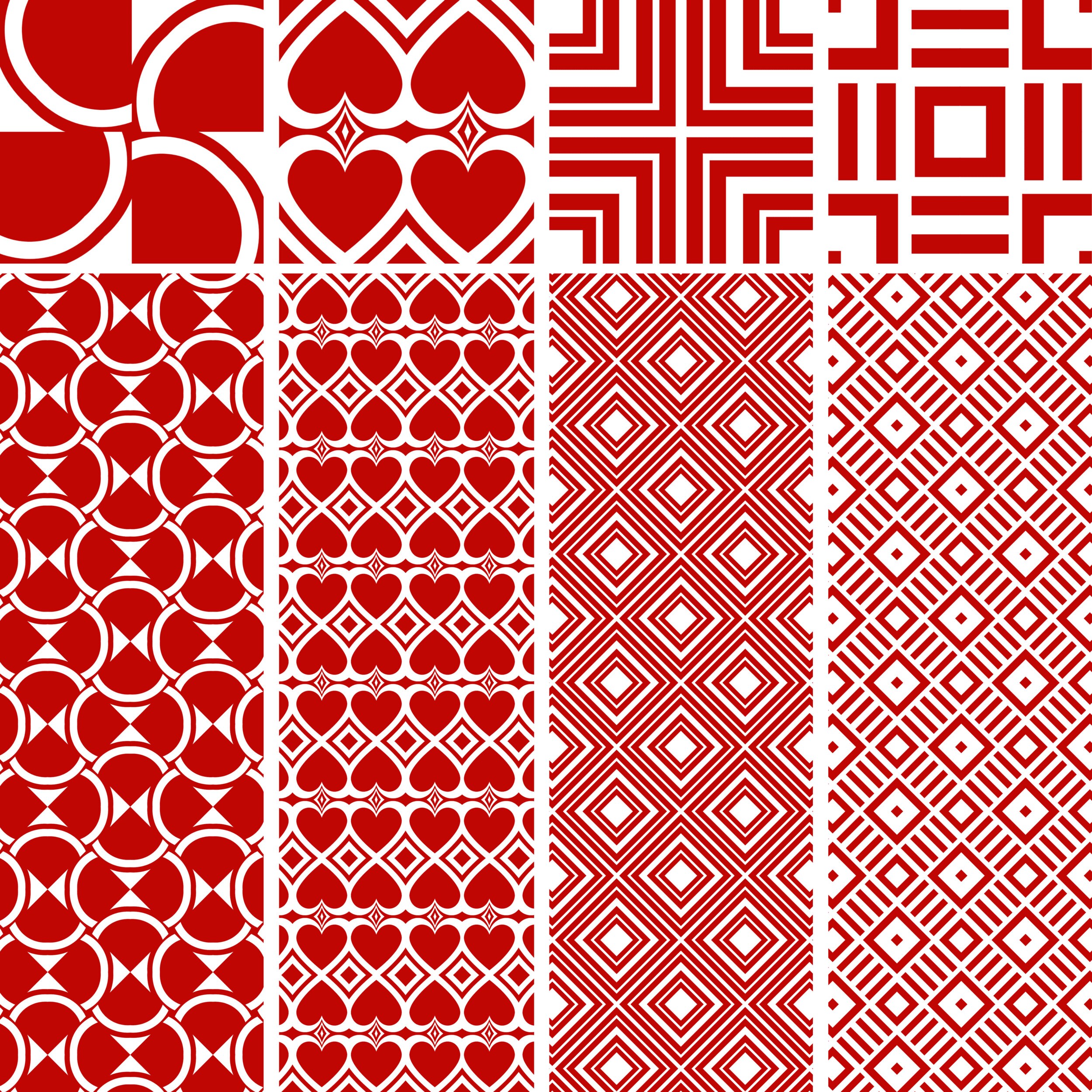 16 Digital Tiles and 16 Digital Papers With Geometric Patterns in Red ...