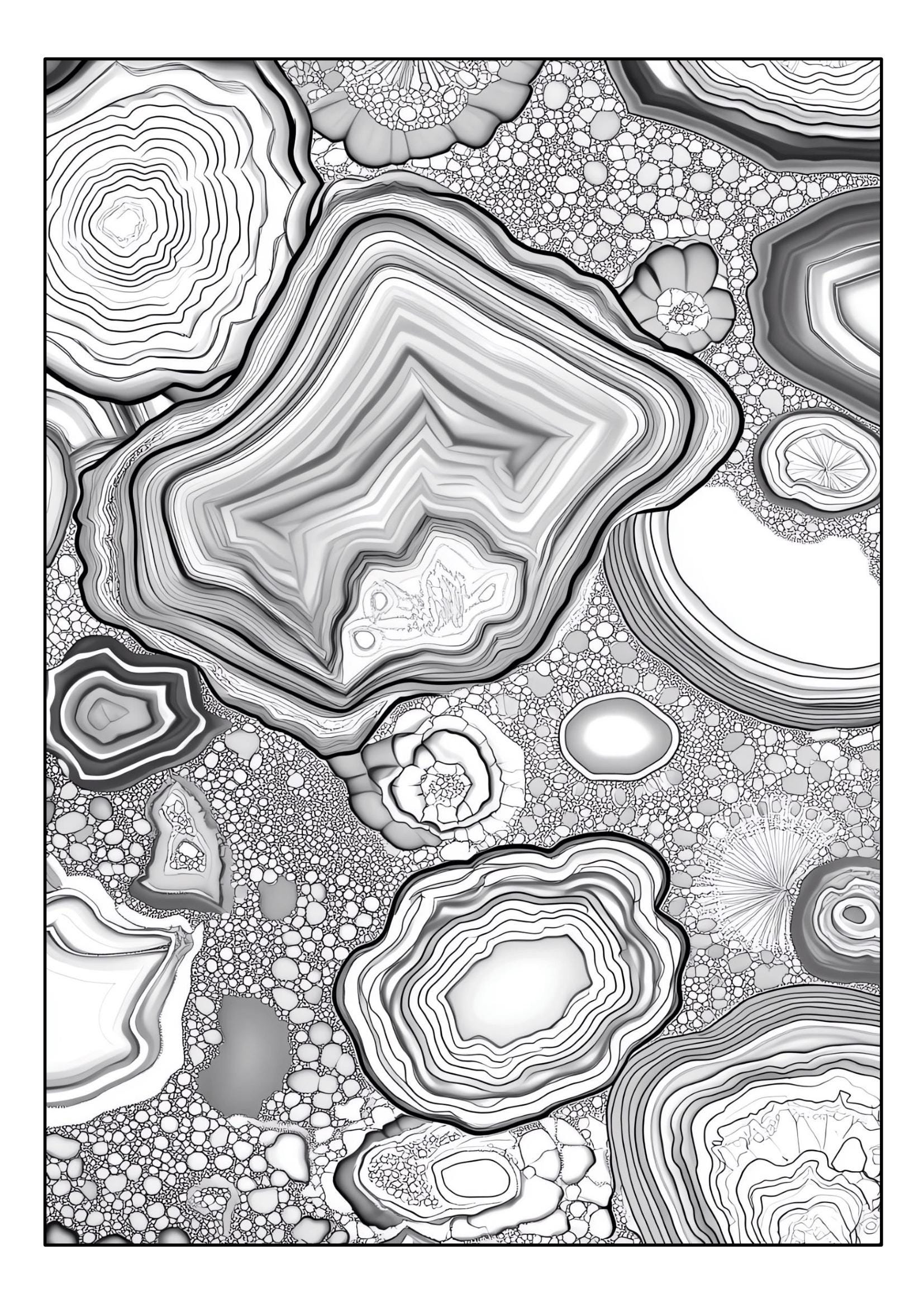 Set of 32 Printable Coloring Pages With Small Agate Stones in Section ...