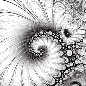 Set of 30 Coloring Pages With Beautiful Fractals, Endless Patterns and ...